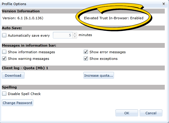About elevated trust in-browser